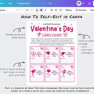 Editable Valentines Day Candy Grams | Fundraiser Printable Canva ...