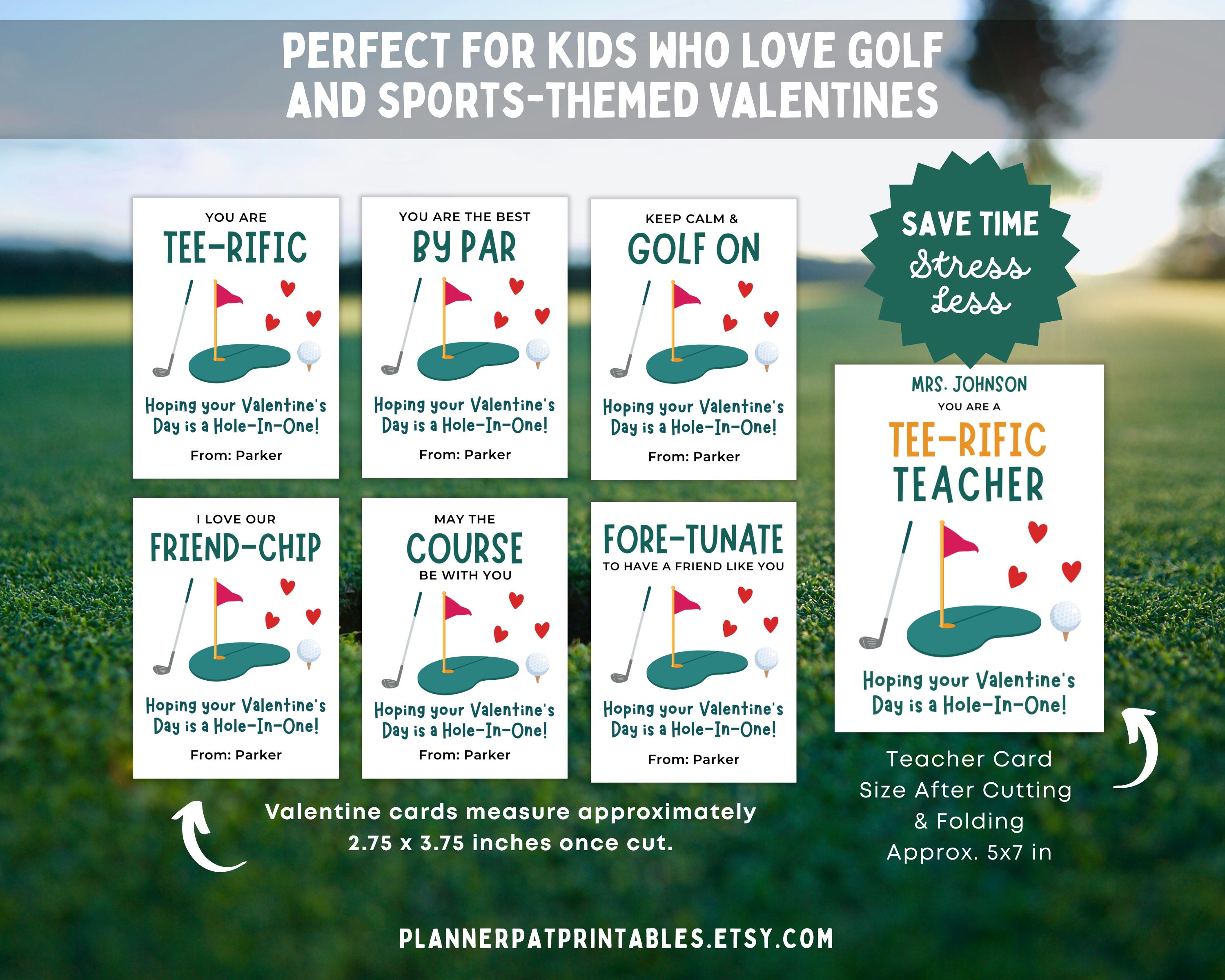 Editable Golf Valentine Cards | Golfing Printable Template (canva ...