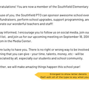 Editable PTO Thank You Letter Template, Edit for PTA - Etsy
