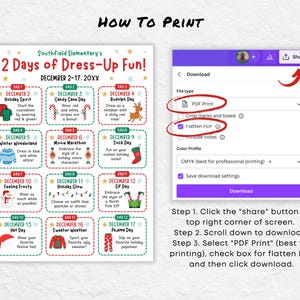 12 Days of Christmas Dress up Days Itinerary Flyer: Editable Canva ...