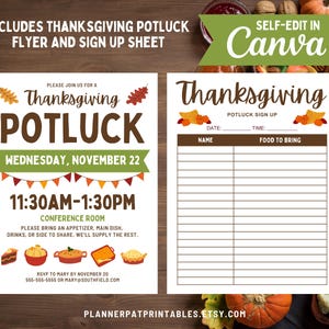 Thanksgiving Sign up Sheet Company - Etsy