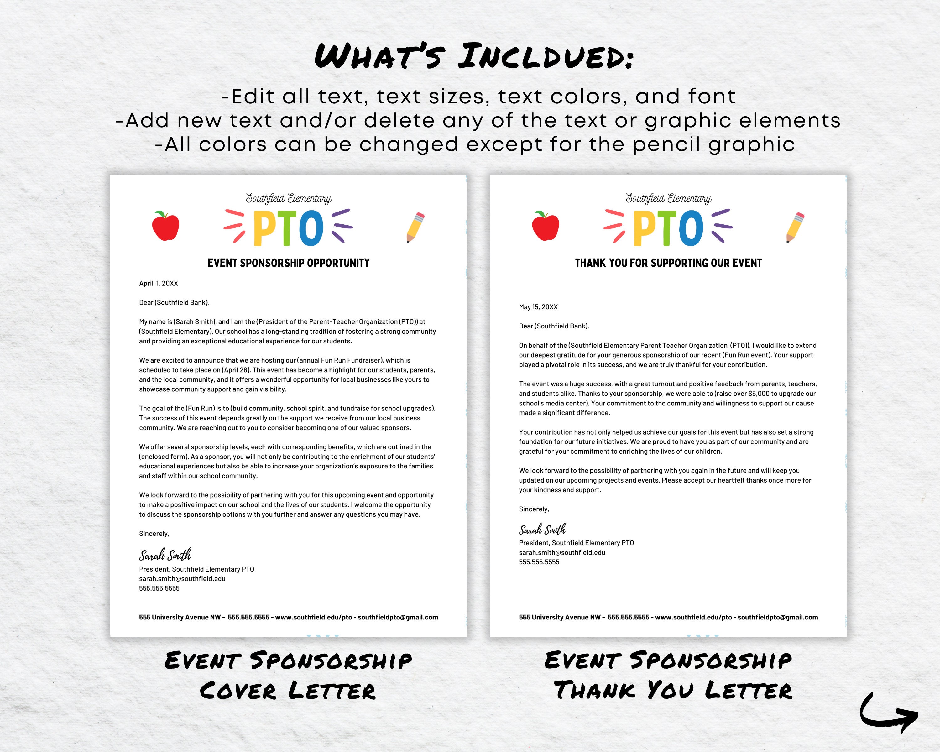 Editable PTA PTO Sponsorship Form Bundle: Canva Templates (digital ...