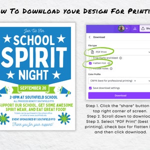 Editable School Spirit Night Flyer | Canva Fundraiser Invitation ...