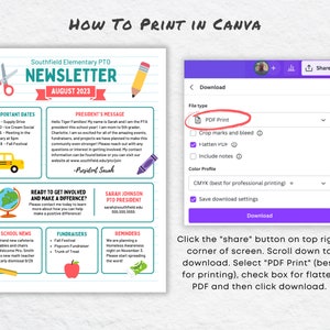 Editable August Newsletter Template: Canva PTA/PTO Back to School Flyer ...