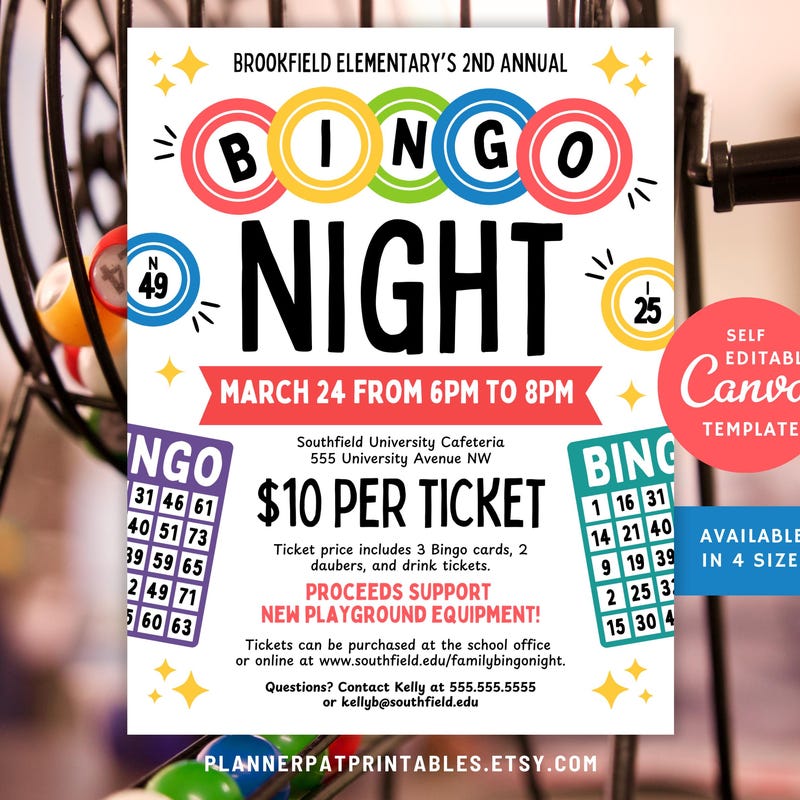 Bingo Night School Canva - Etsy