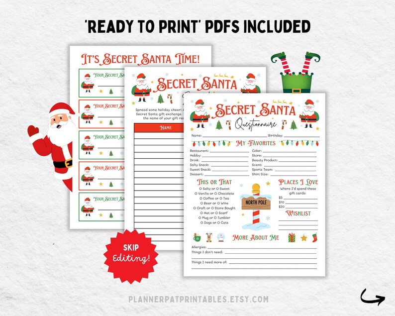 Secret Santa Bundle: Editable Christmas Gift Exchange Templates (canva ...