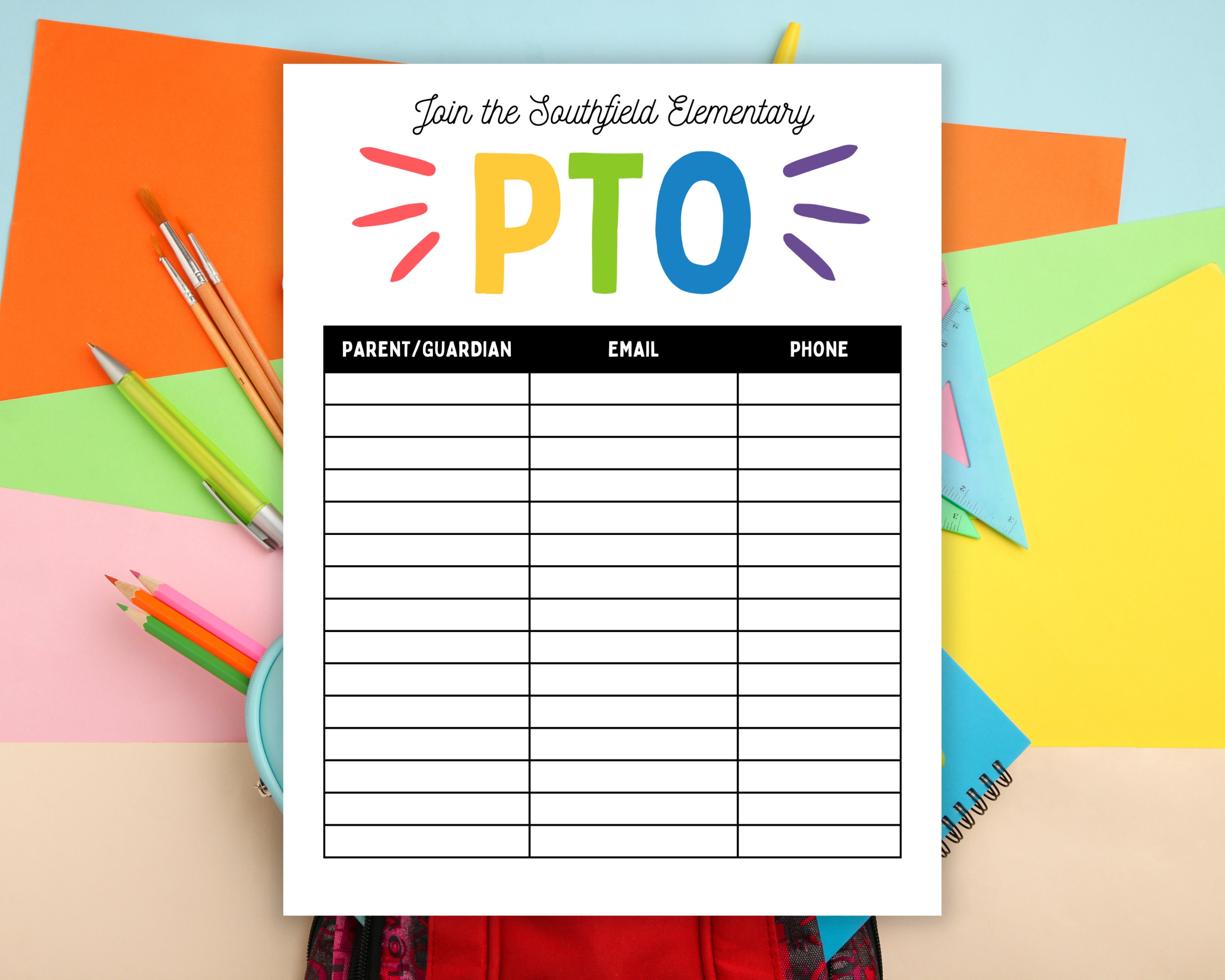 PTO Sign up Sheet Editable Canva Template, Edit for PTA - Etsy