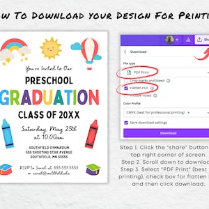 Editable Preschool or Pre-k Graduation Invitation or Flyer Canva ...
