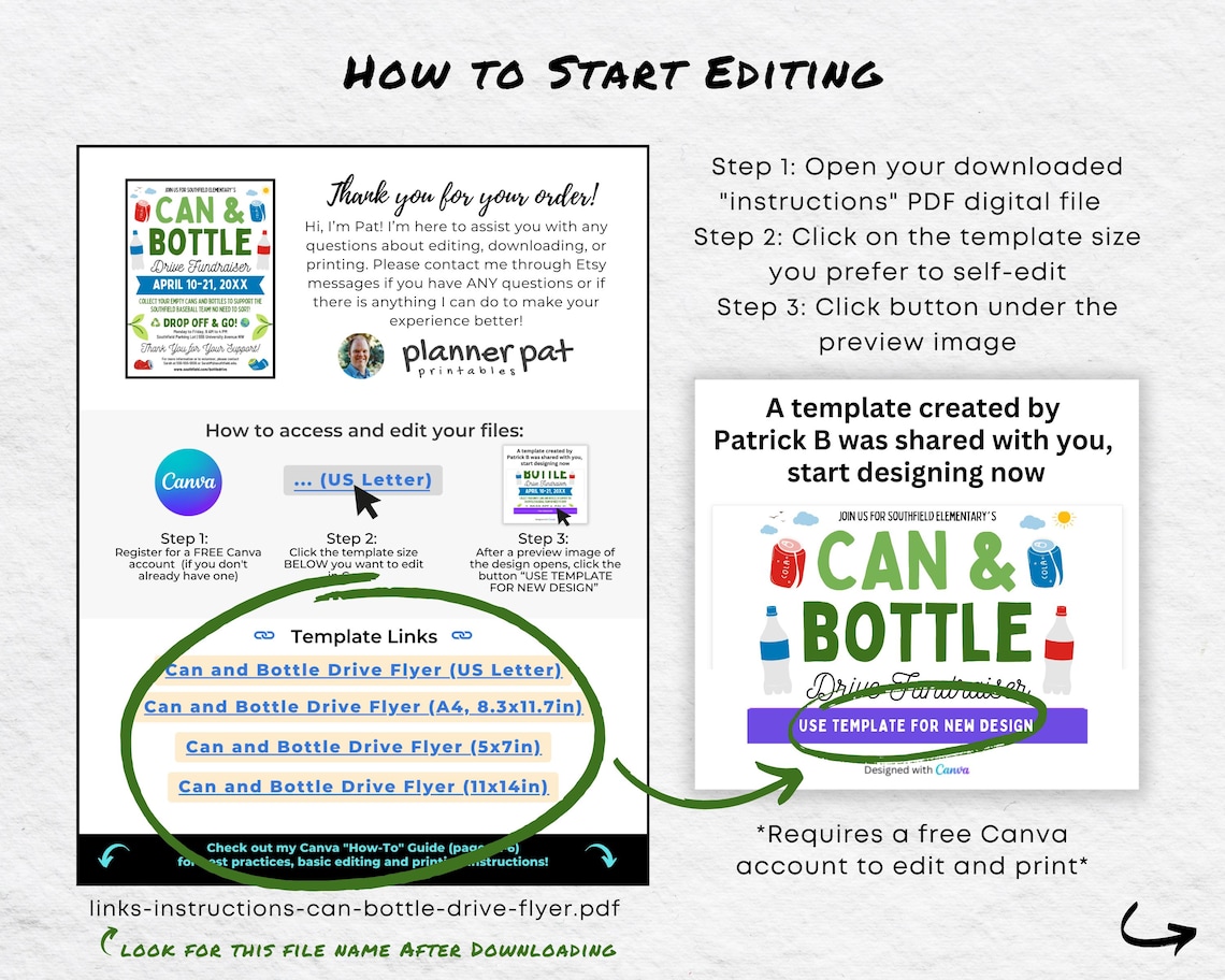 Editable Can and Bottle Drive Flyer: Recycling Fundraiser Canva ...