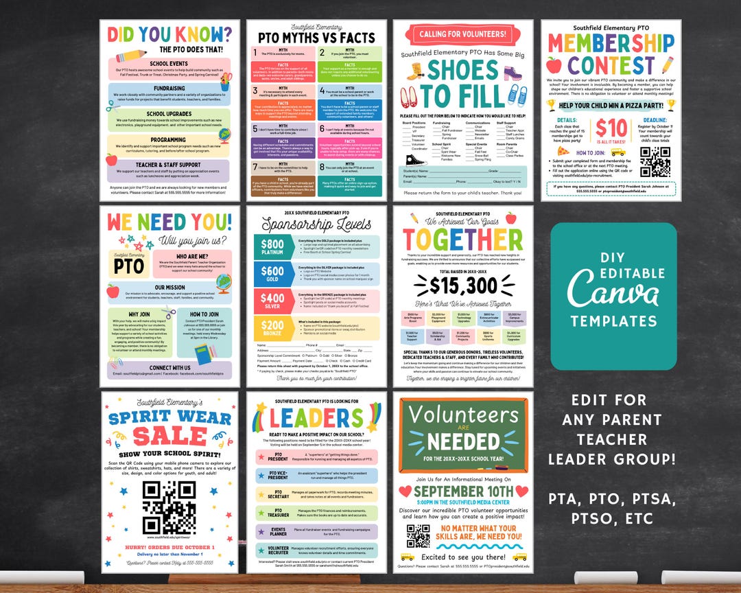 Editable PTA PTO Templates Bundle – Essential School Flyers & Printable ...