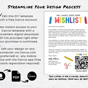 Editable Teacher Wishlist Printable, Classroom Supplies Donation Letter ...