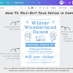 Editable Winter Dance Flyer Template, School Dance Party Invitation ...