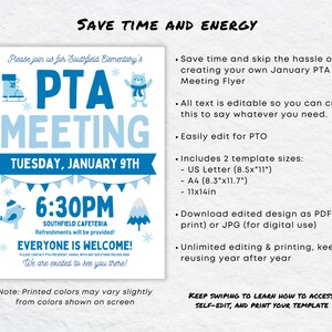 Editable January PTA Meeting Flyer Canva Template, Winter Meeting ...
