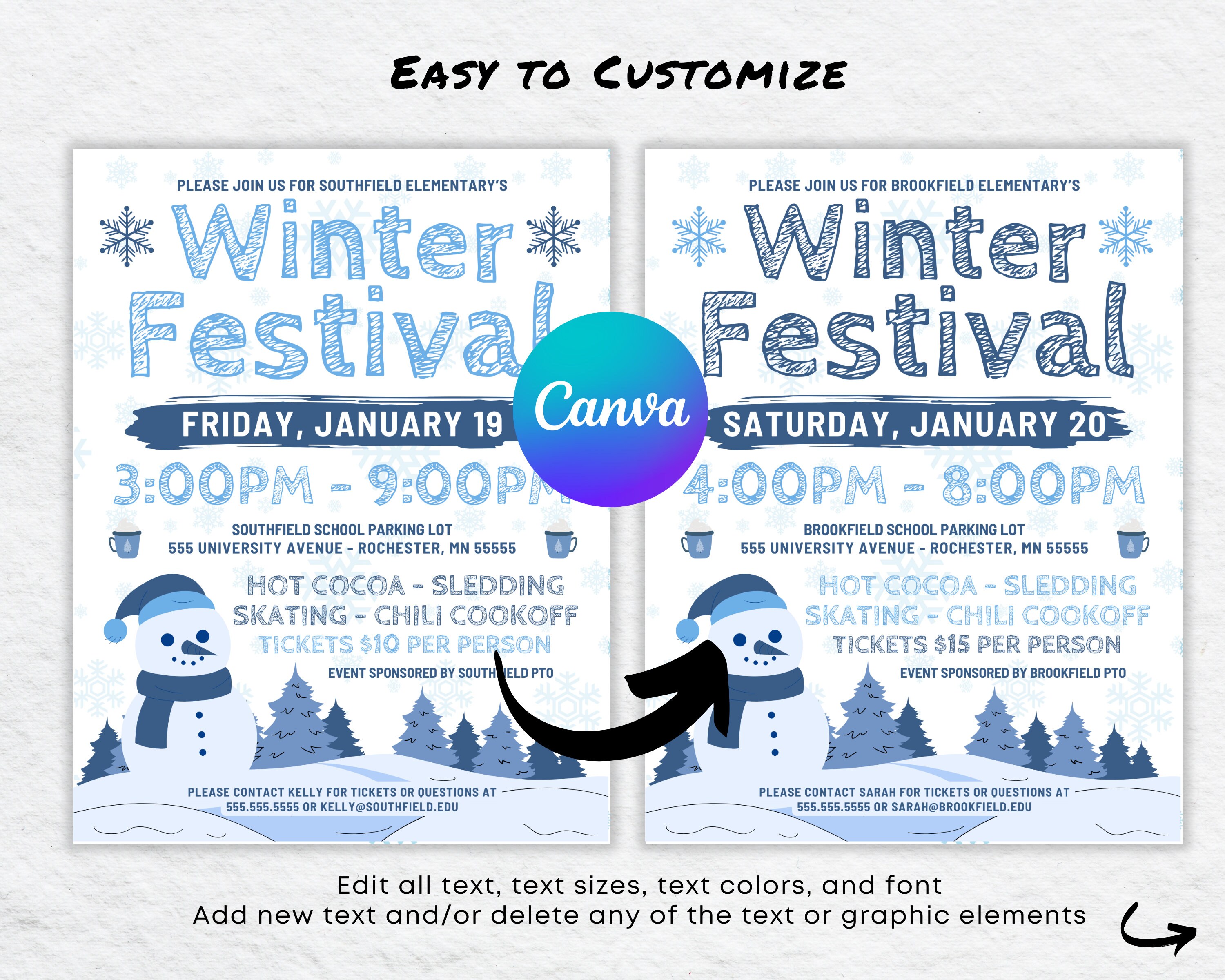 Editable Winter Festival Flyer, Winter Carnival Invitation, Canva ...