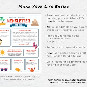 Editable June Newsletter Template: Summer PTO PTA School News (digital ...