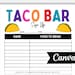 Taco Bar Sign up Sheet Printable for Mexican Fiesta Potluck Party ...