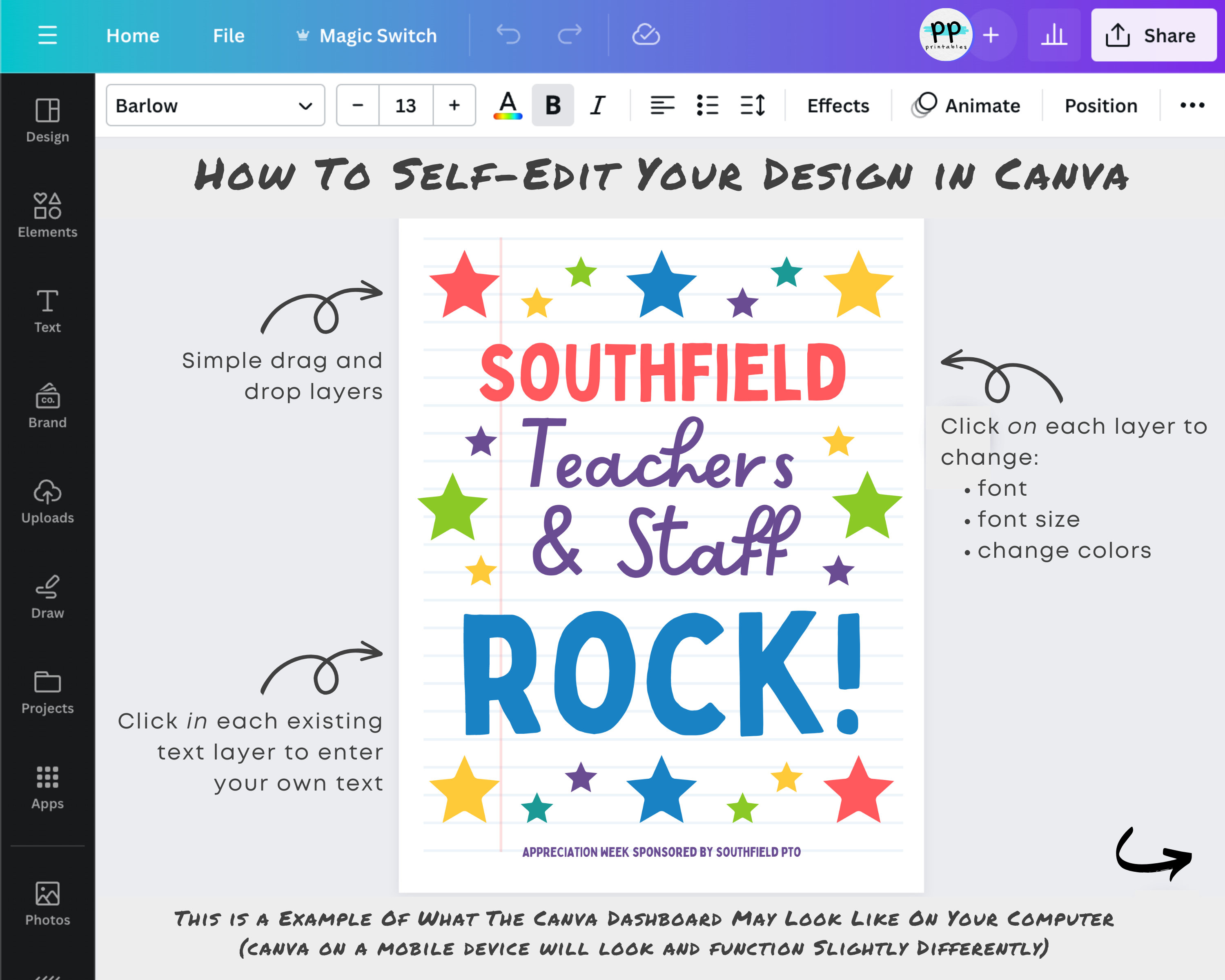 Editable Teacher Appreciation Flyers Template Bundle, DIY Teacher ...