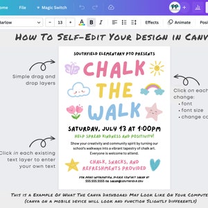Chalk the Walk Flyer Template: Sidewalk Art Event, Editable Canva Sign ...