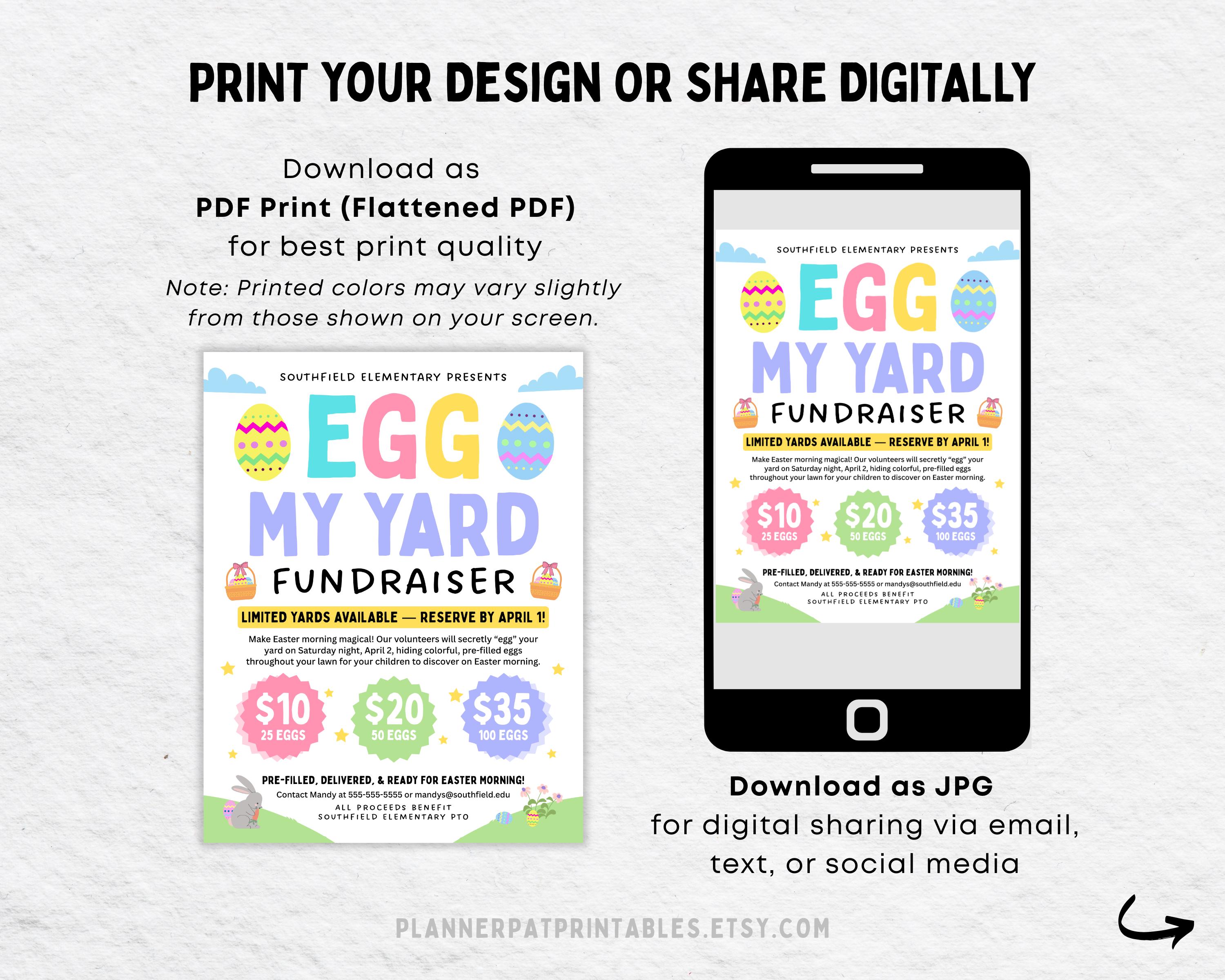 Easter Egg My Yard Fundraiser Flyer | Editable Canva Template (digital ...