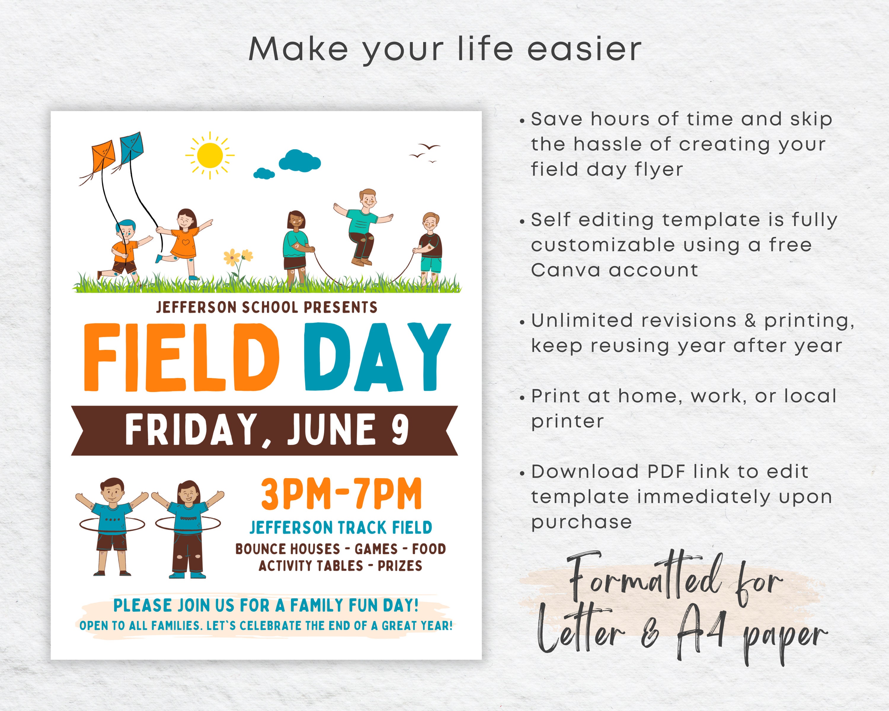 Field Day Flyer Canva Template Editable Carnival Family Fun - Etsy
