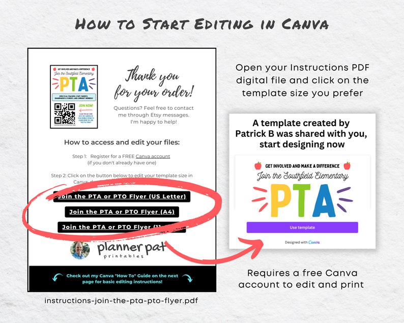 PTO PTA Recruitment Flyer Template: Editable School Parent Teacher ...