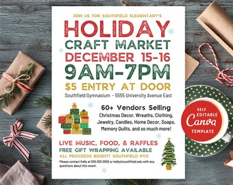 EDITABLE Holiday Market Flyer, Christmas Craft Show, Instant Download ...