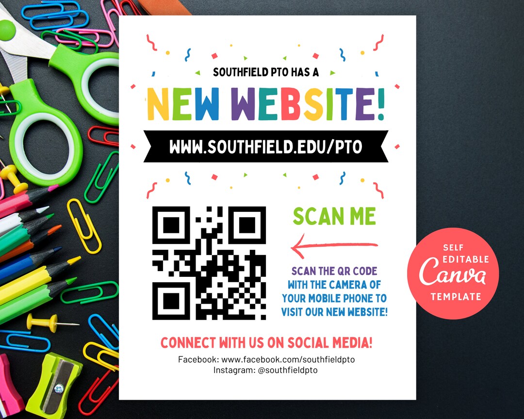 Editable PTO PTA New Website Flyer Canva Template, Launch Announcement ...