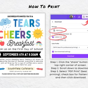 Editable Cheers and Tears Breakfast Flyer Template, Boo Hoo Breakfast ...