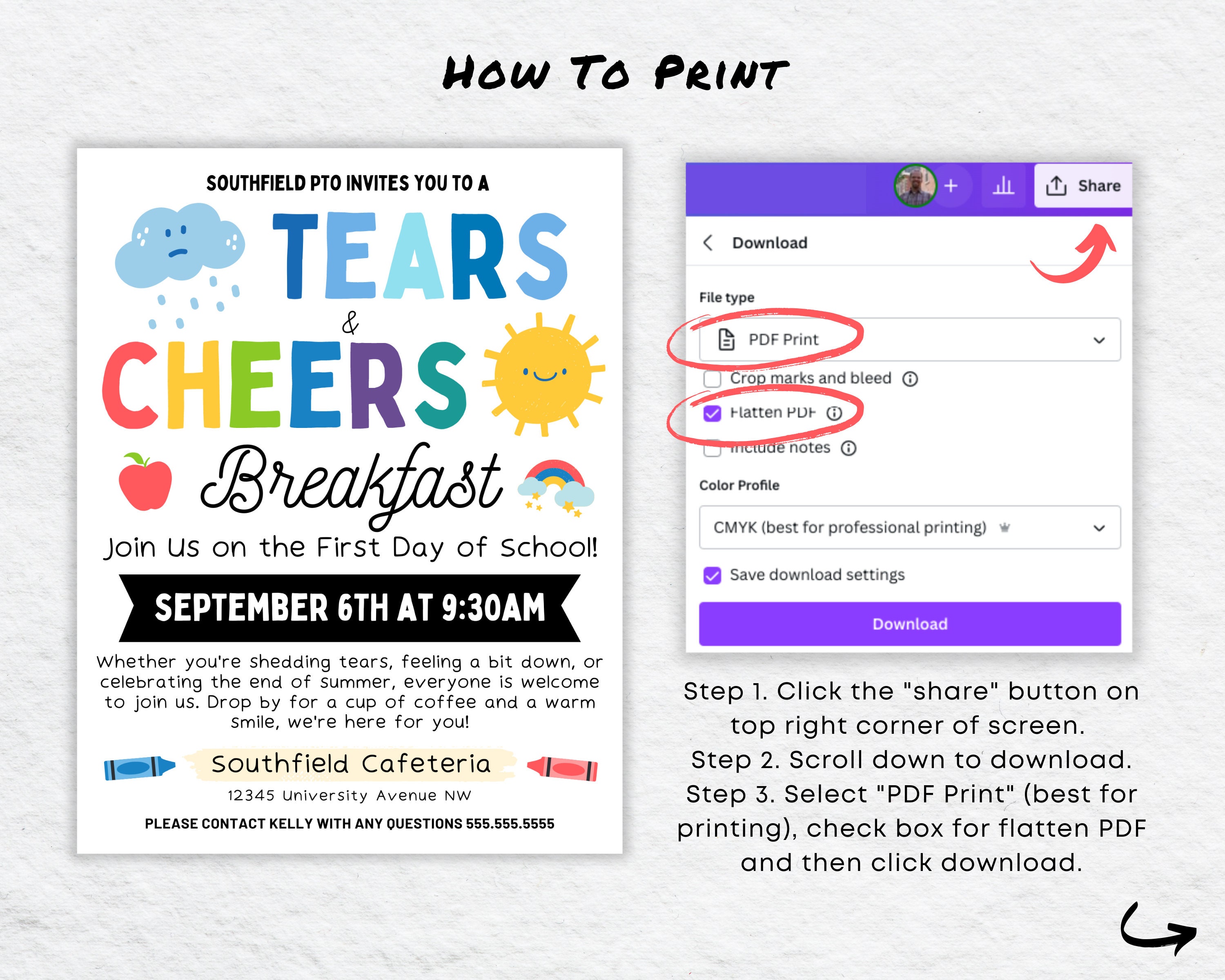 Editable Cheers and Tears Breakfast Flyer Template, Boo Hoo Breakfast ...