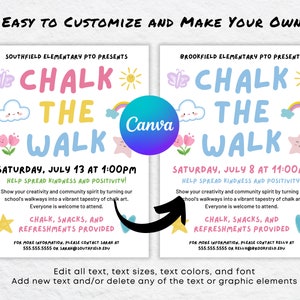 Chalk the Walk Flyer Template: Sidewalk Art Event, Editable Canva Sign ...