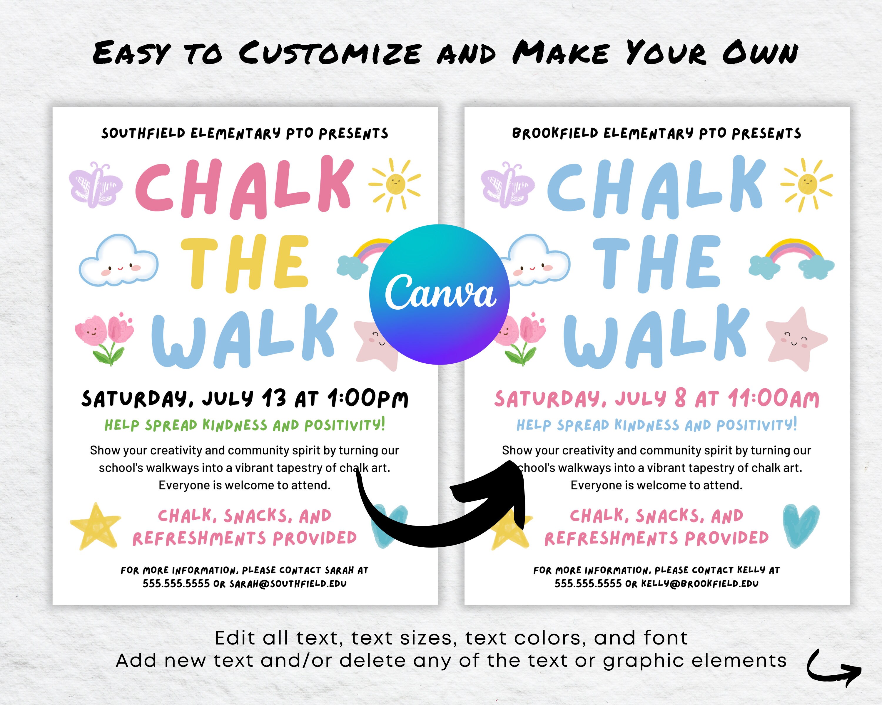 Chalk the Walk Flyer Template: Sidewalk Art Event, Editable Canva Sign ...