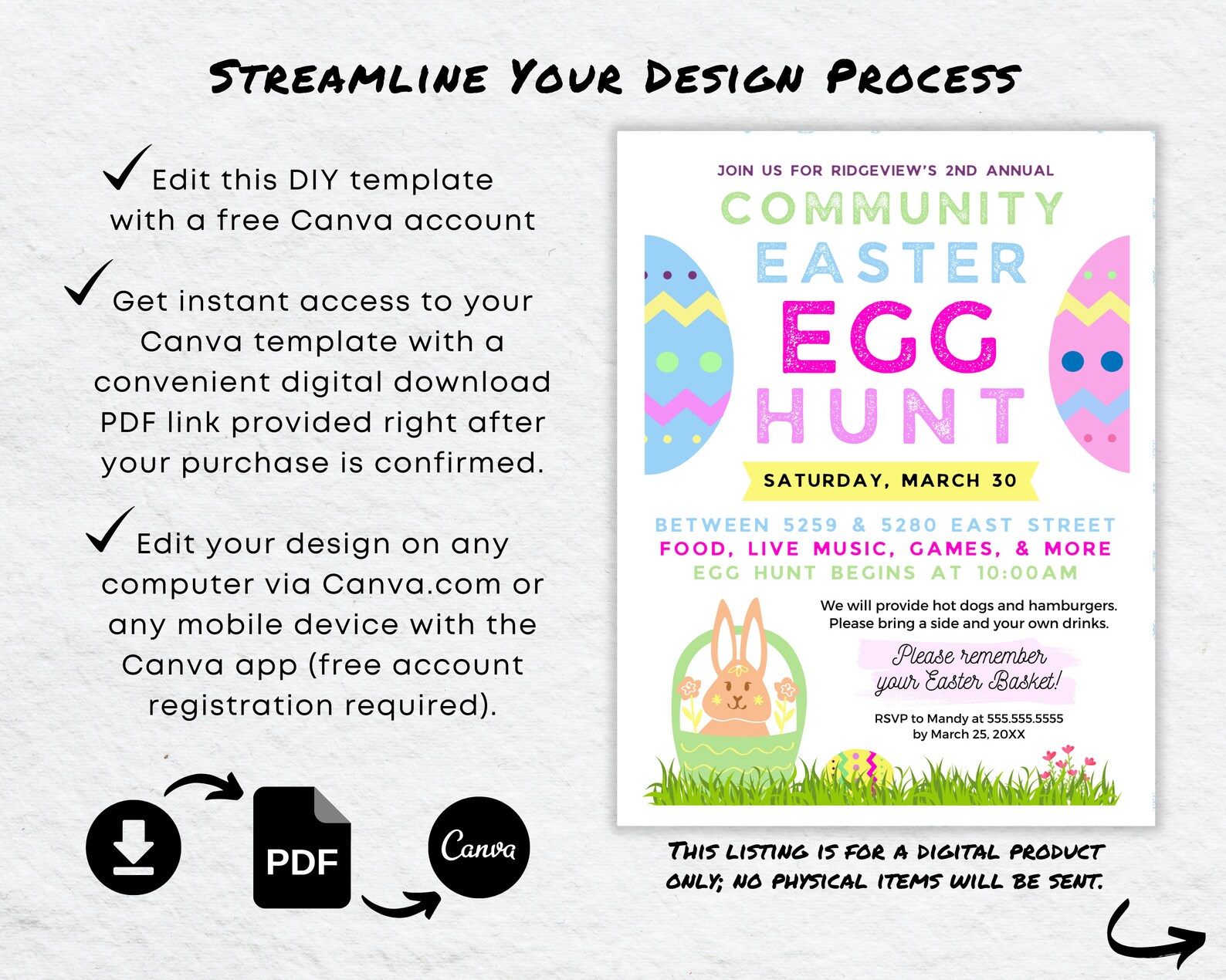 Editable Community Easter Egg Hunt Printable Flyer, Neighborhood Easter ...