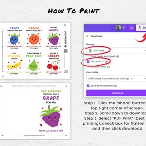 Fruit Valentine Cards for Kids, Punny School Exchange Tags, Editable ...