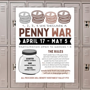 Penny War Flyer Editable Template, Coin Drive Fundraiser, Canva - Etsy