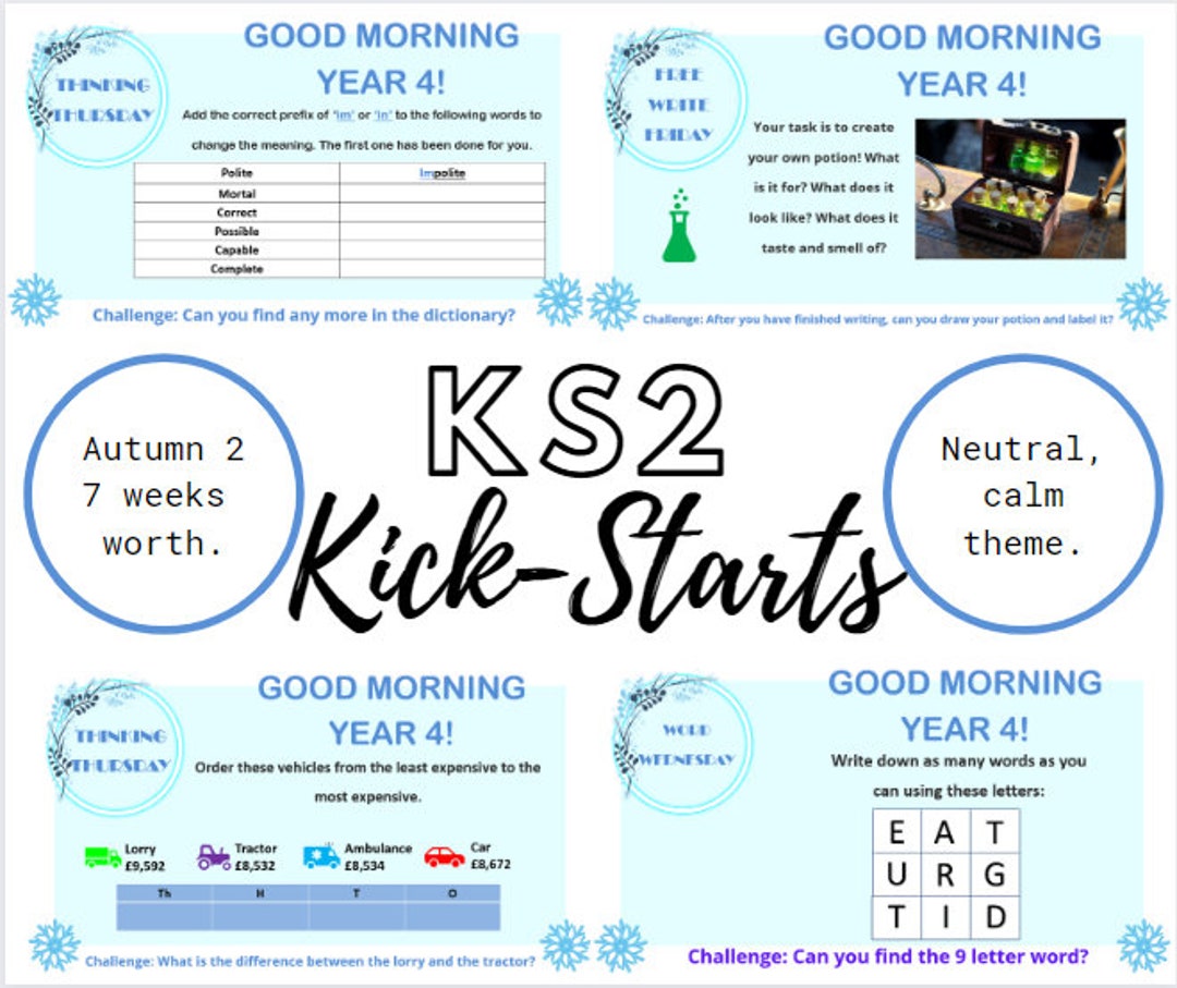 KS2 Kick-starts - Autumn 2 - Early Morning Tasks - Year 4 - Etsy UK