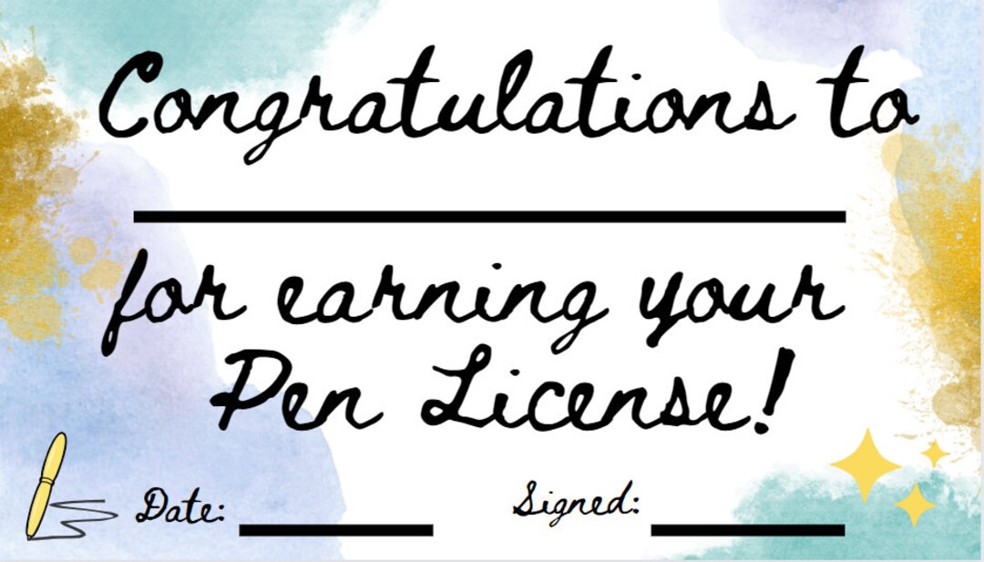 Pen License Cards - Etsy