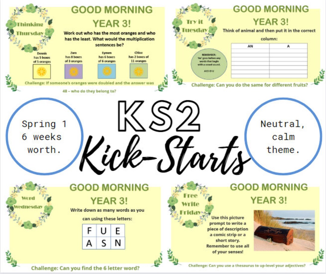KS2 Kick-starts - Spring 1 - Early Morning Tasks - Year 3 - Etsy UK