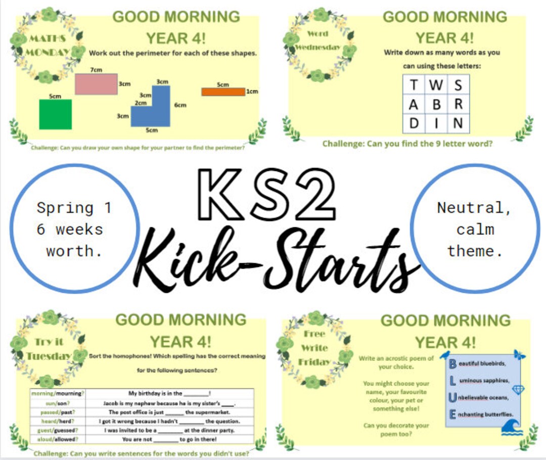 KS2 Kick-starts - Spring 1 - Early Morning Tasks - Year 4 - Etsy UK