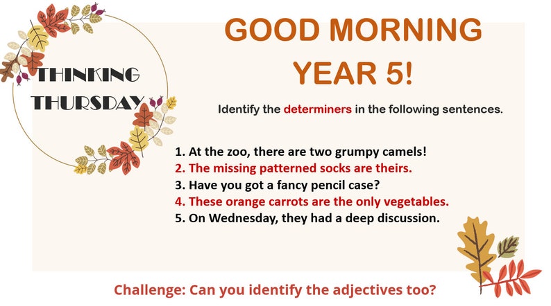 KS2 Kick-starts - Autumn 1 - Early Morning Tasks - Year 5 - Etsy UK