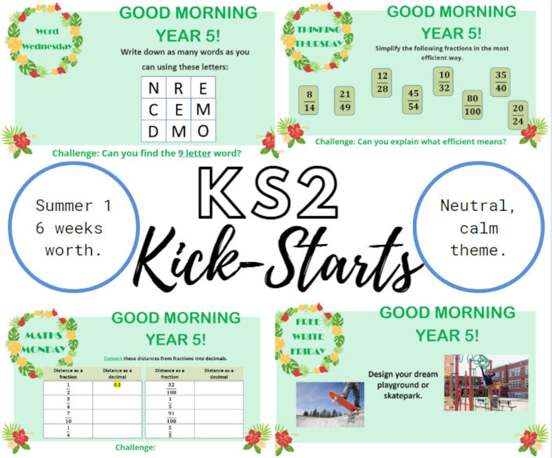 KS2 Kick-starts -summer 1 - Early Morning Tasks - Year 5 - Etsy