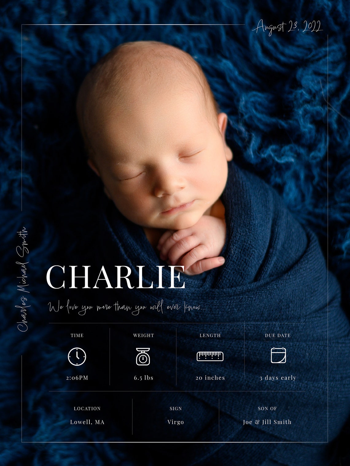 Custom Baby Birth Stat With Photo | Digital File | Personalized and ...