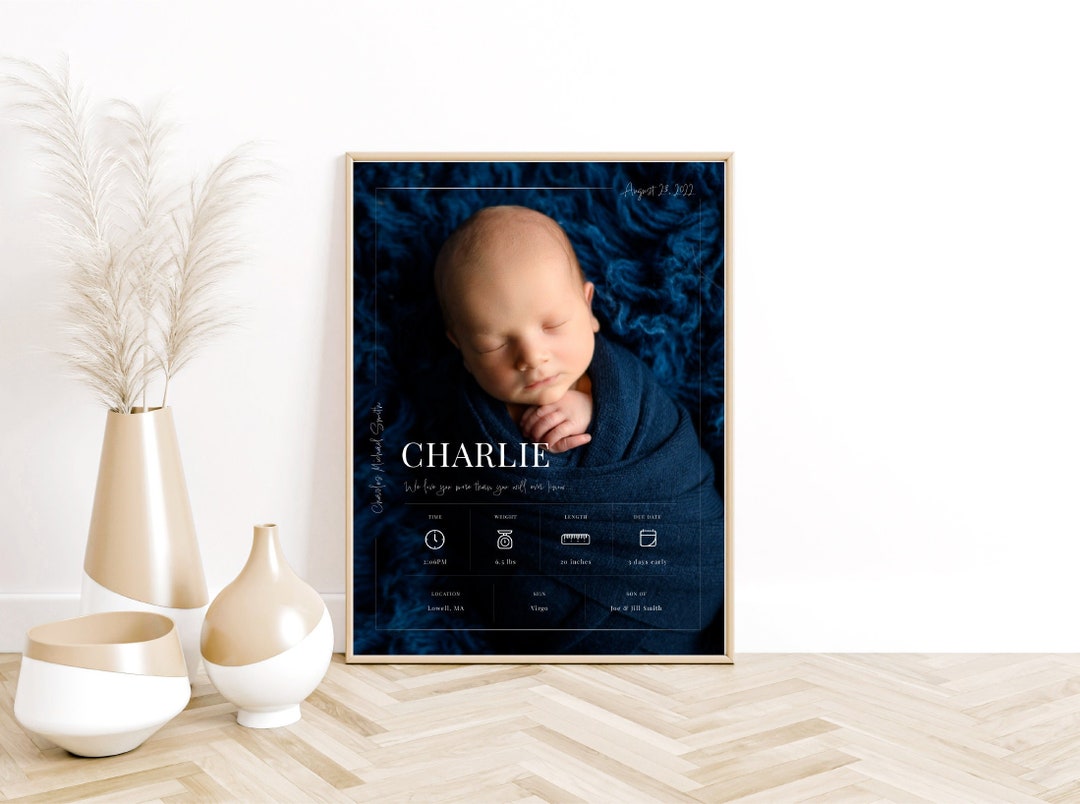 Custom Baby Birth Stat With Photo | Digital File | Personalized and ...