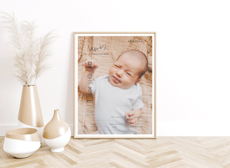 Custom Baby Birth Stat With Photo Digital File - Etsy
