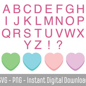 Conversation Heart Font SVG | Valentine's Day Candy Heart Squared Font ...