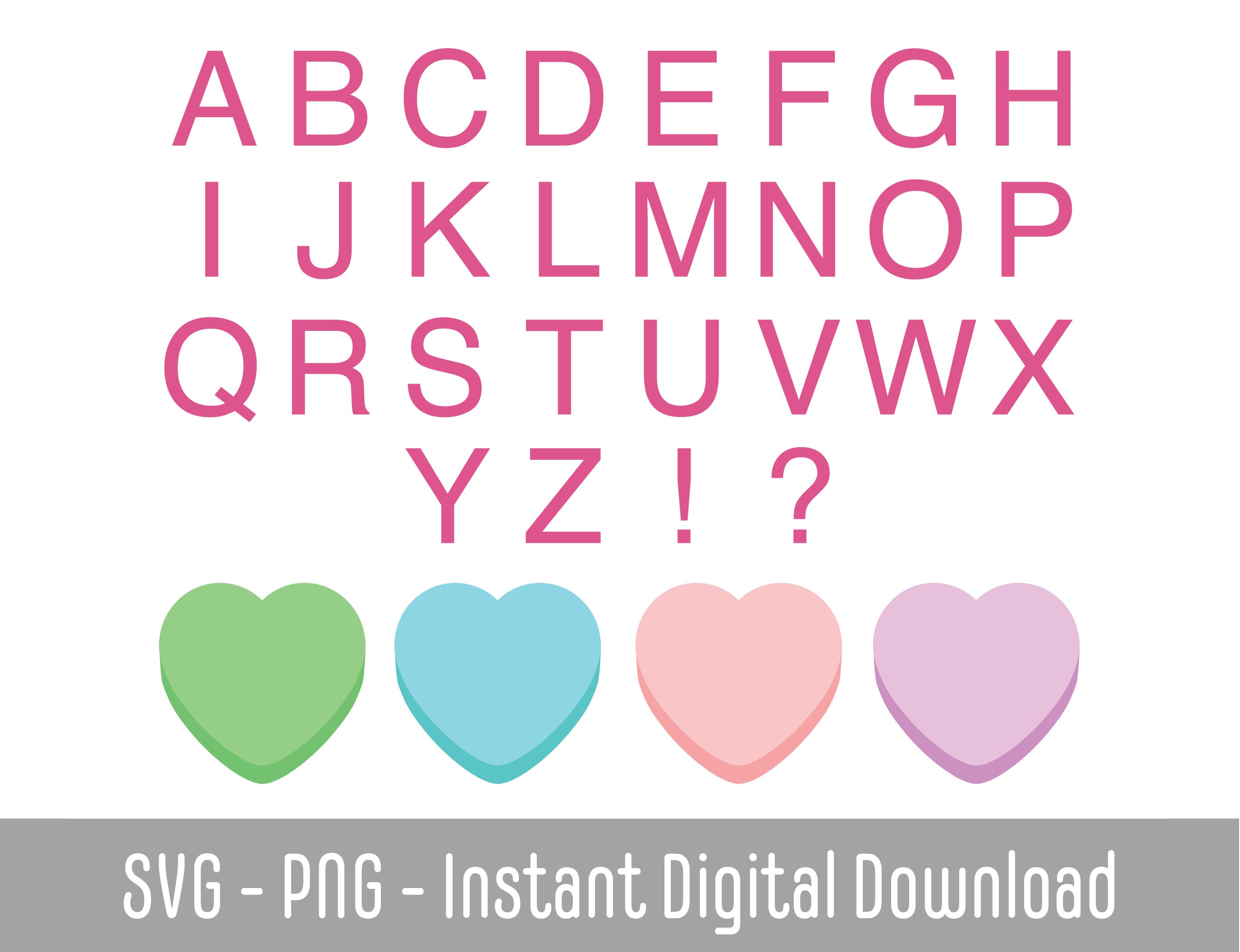 Conversation Heart Font SVG | Valentine's Day Candy Heart Squared Font ...