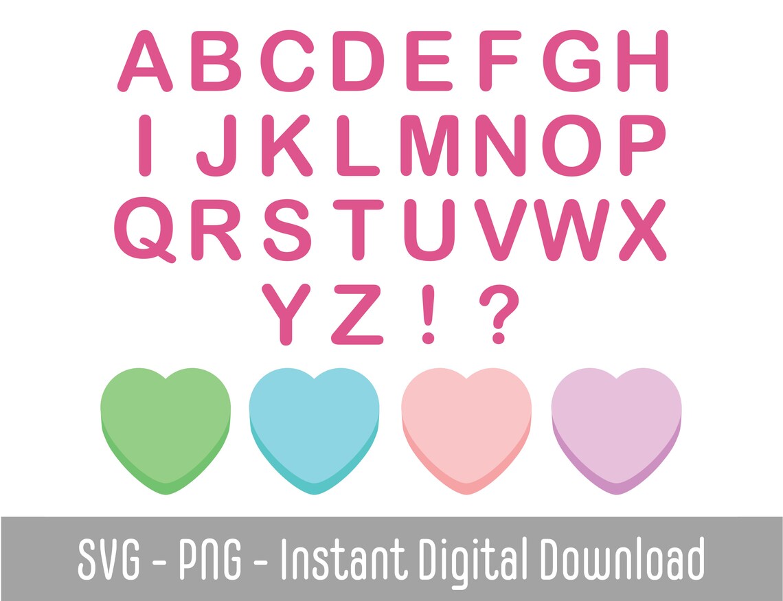 Conversation Heart SVG | Valentine's Day Candy Heart Rounded Letters ...
