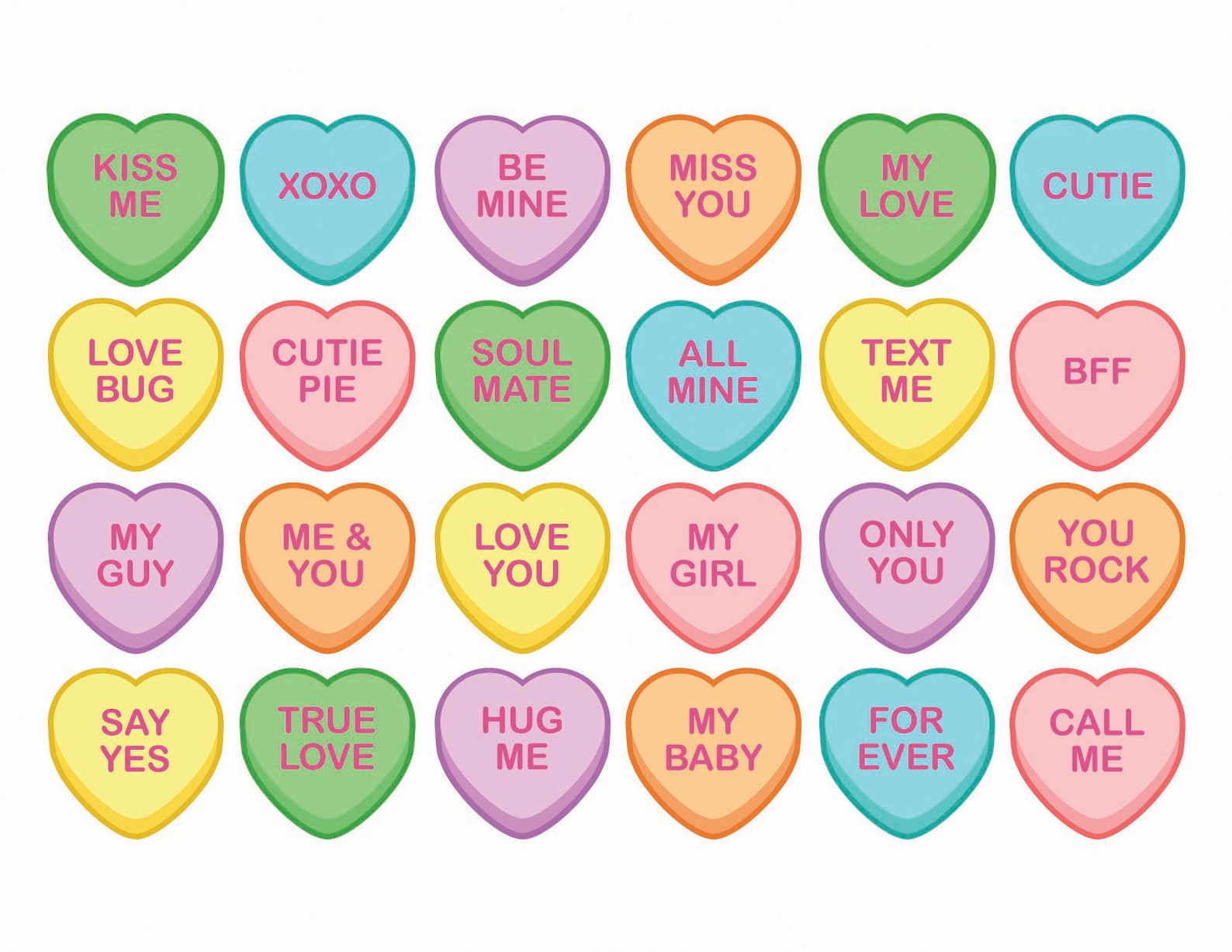 24 Conversation Heart SVG Bundle | Valentines SVG Files | Valentine ...