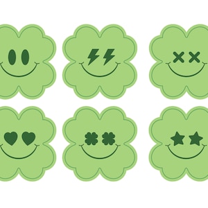 12 Smiley Face Clover SVG Bundle | Hand Drawn Smiley Face | Smiley Face ...