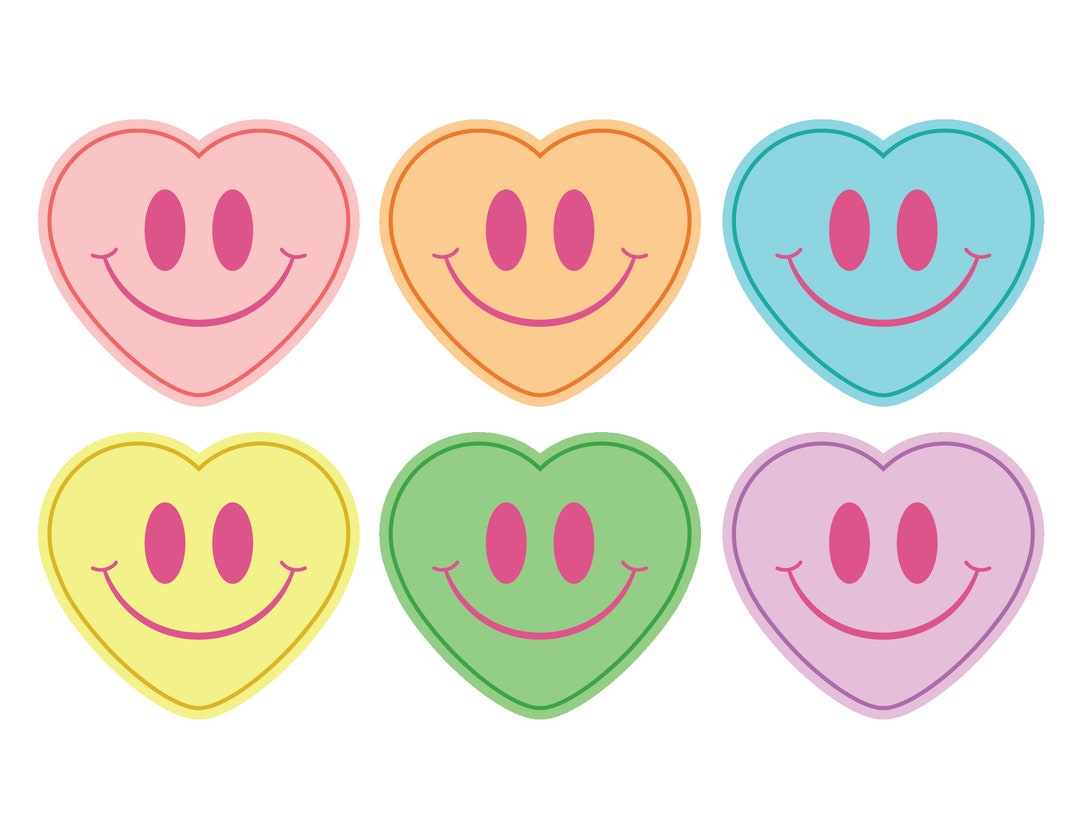 Conversation Heart Smiley Face SVG Bundle | Conversation Heart Font SVG ...