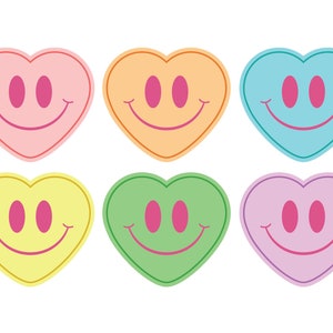 Conversation Heart Smiley Face SVG Bundle | Conversation Heart Font SVG ...
